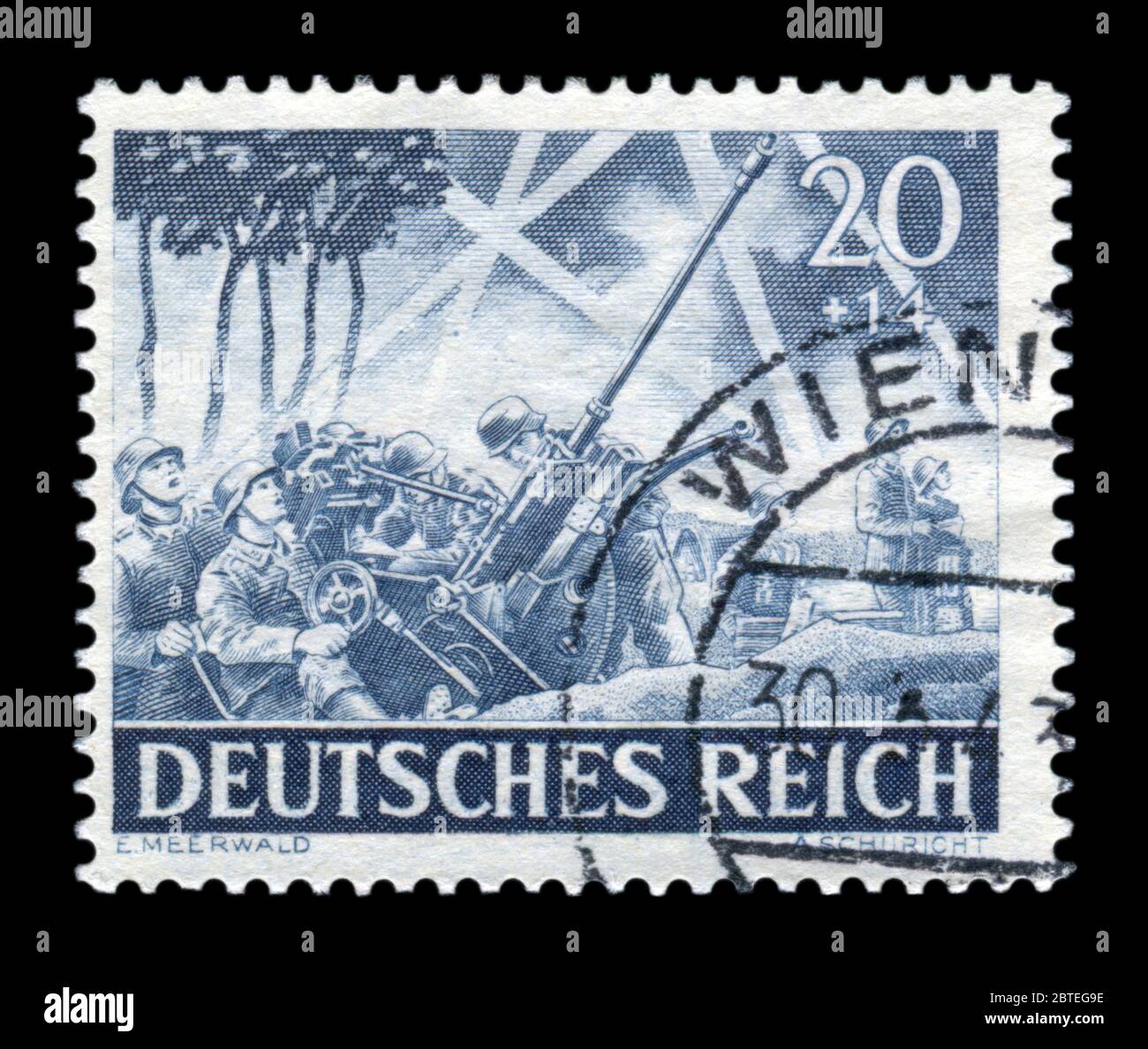 German historical stamp: automatic gun Flak-30 light anti-aircraft ...