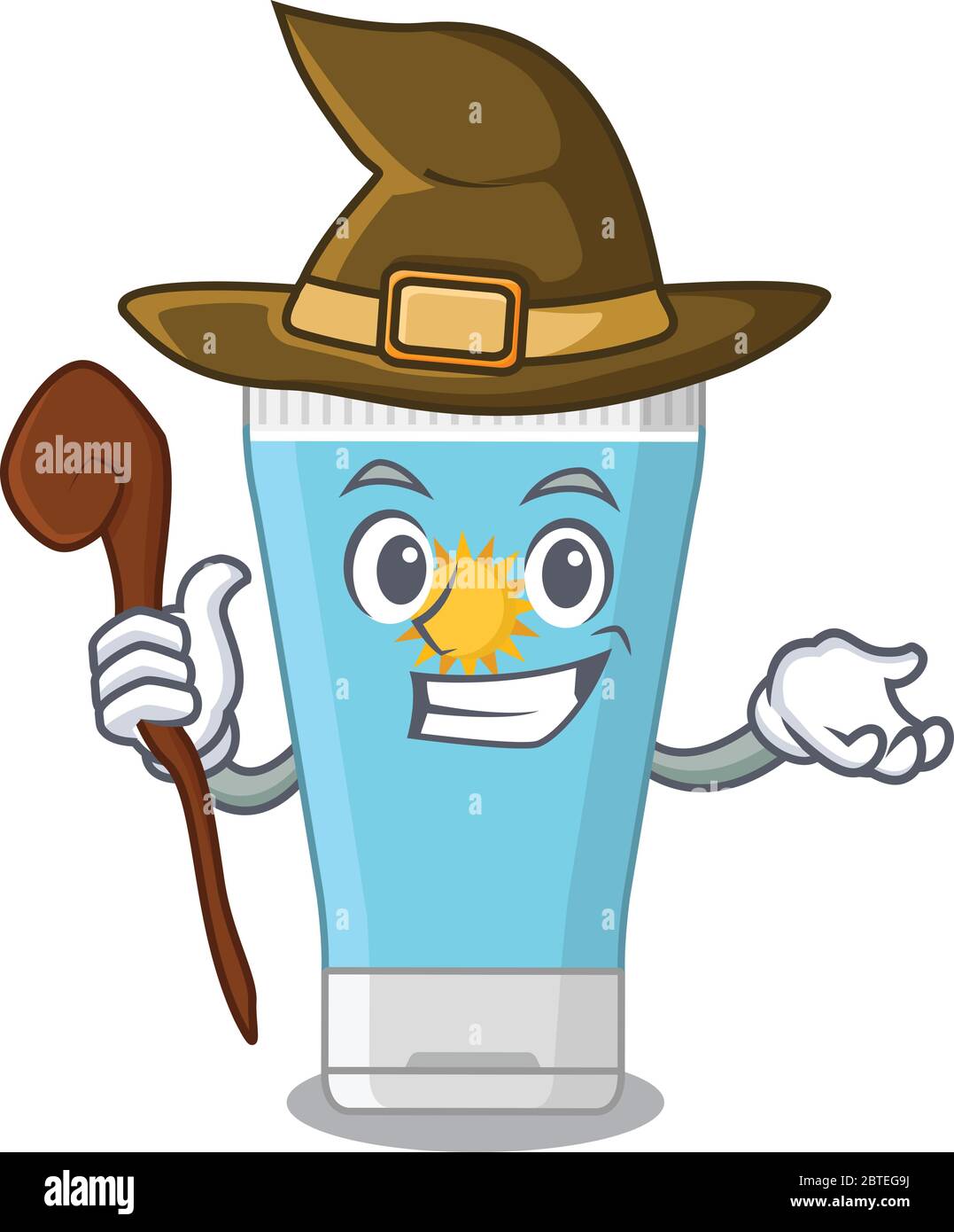 Sunblock cream funny but sneaky witch cartoon character design. Vector ...