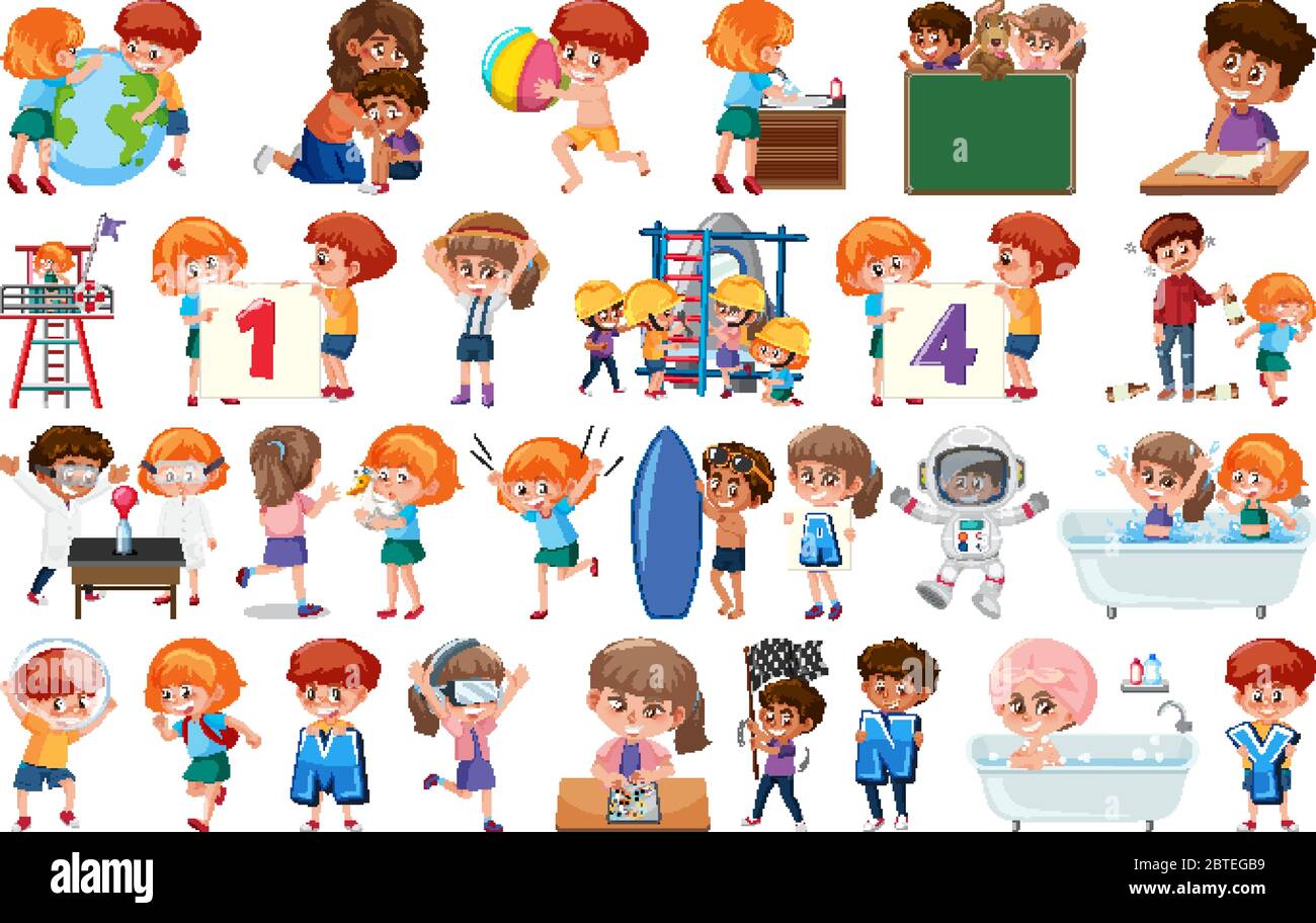 Set of children cartoon character illustration Stock Vector Image & Art ...