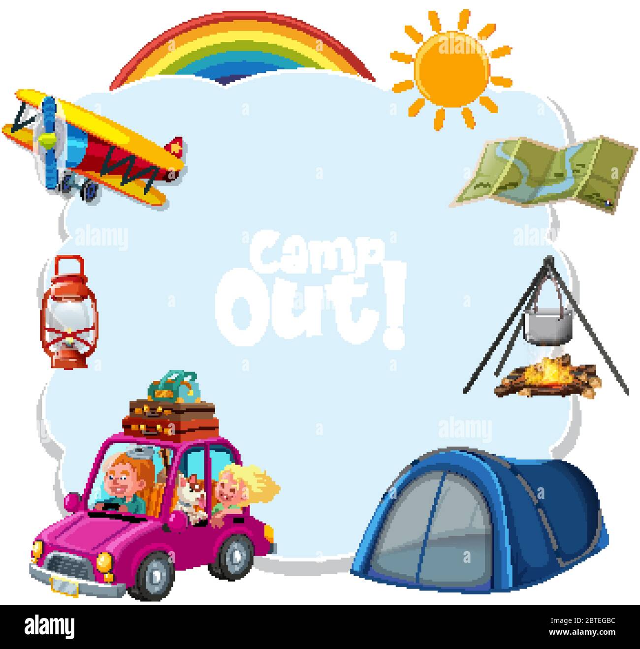 Background template with camping theme illustration Stock Vector Image ...