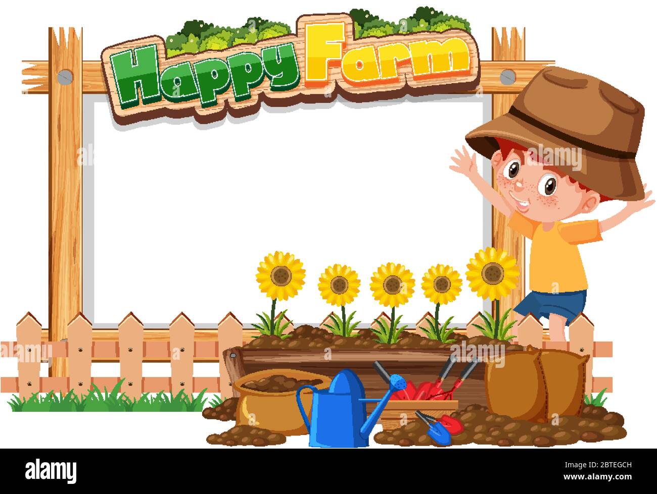 Border frame template with gardening theme background illustration ...