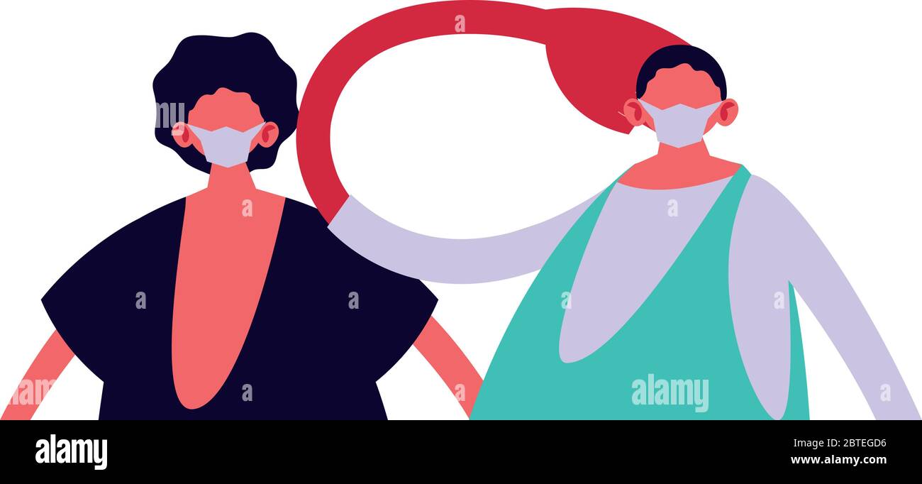 Urban men cartoons with masks and casual cloth design of Medical care ...