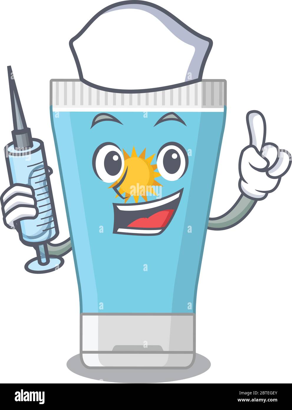 Sunblock cream humble nurse mascot design with a syringe. Vector ...