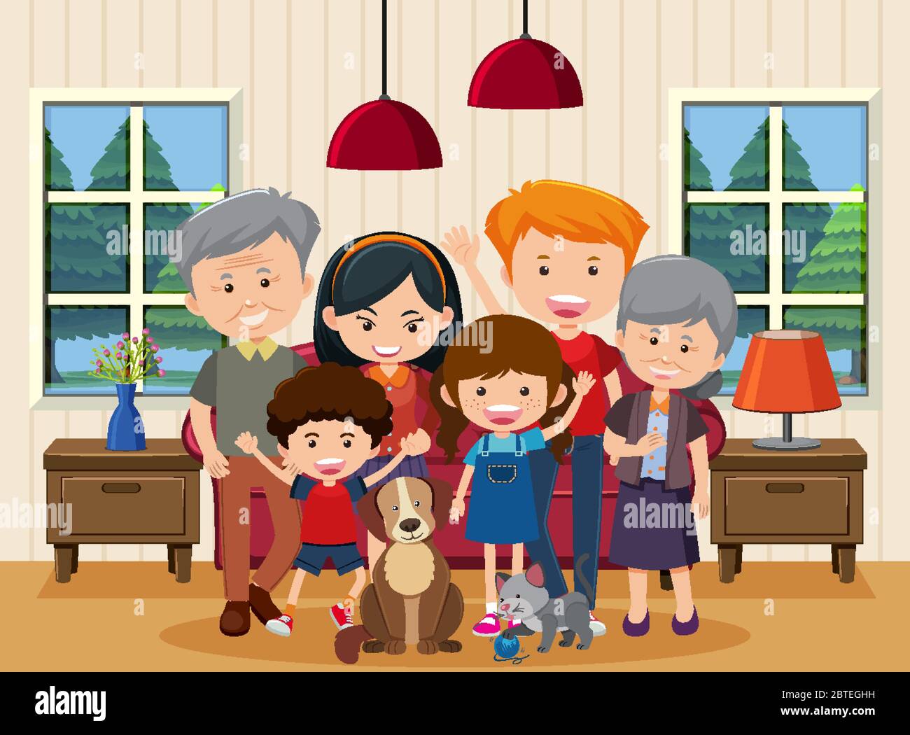 Happy family staying together at home illustration Stock Vector Image ...