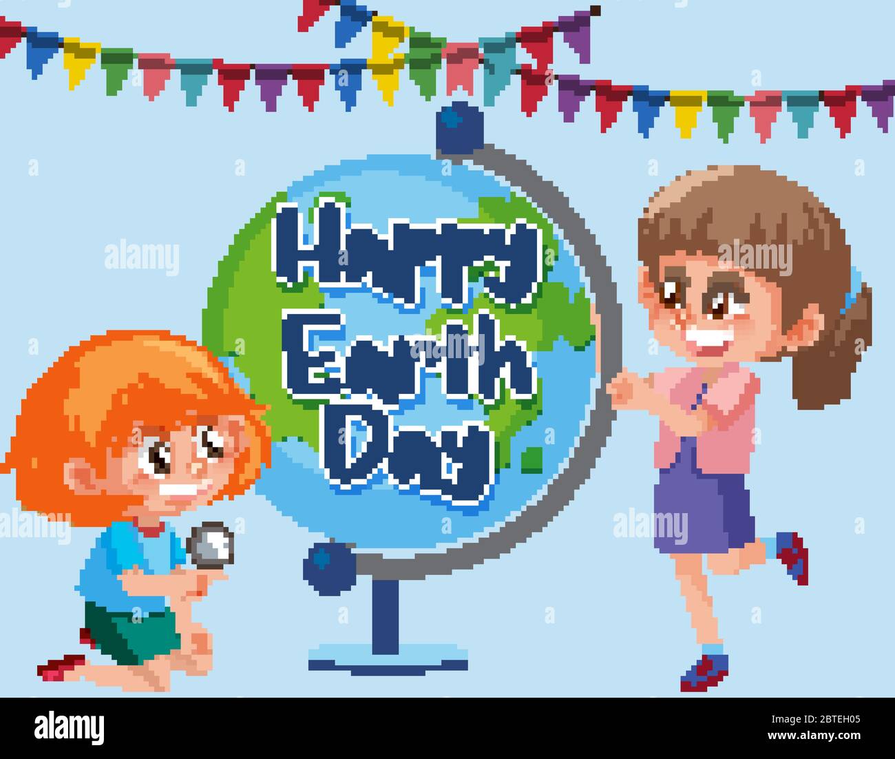 Poster design for happy earth day with happy girls and globe ...
