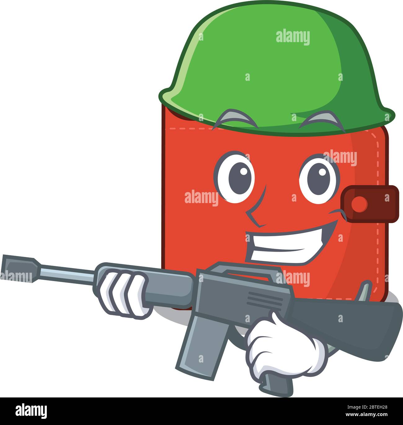 A cartoon picture of Army card wallet holding machine gun. Vector ...