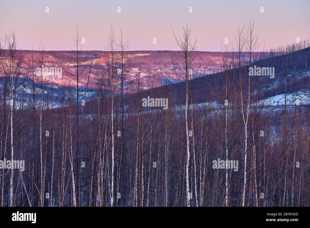 Sunset among the mountains on the road Lidoga-Vanino Khabarovsk ...