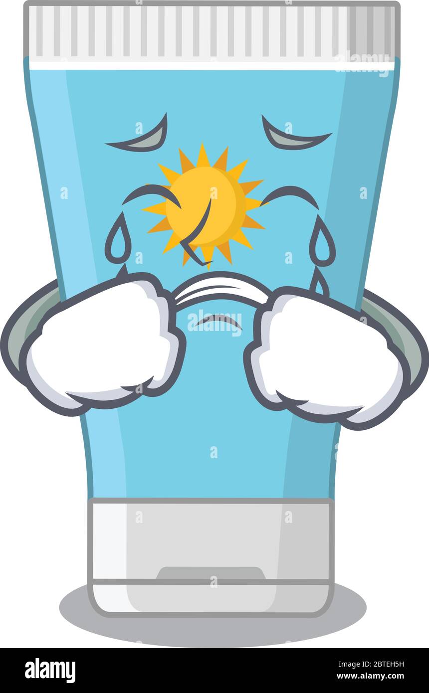 Caricature design of sunblock cream having a sad face. Vector ...