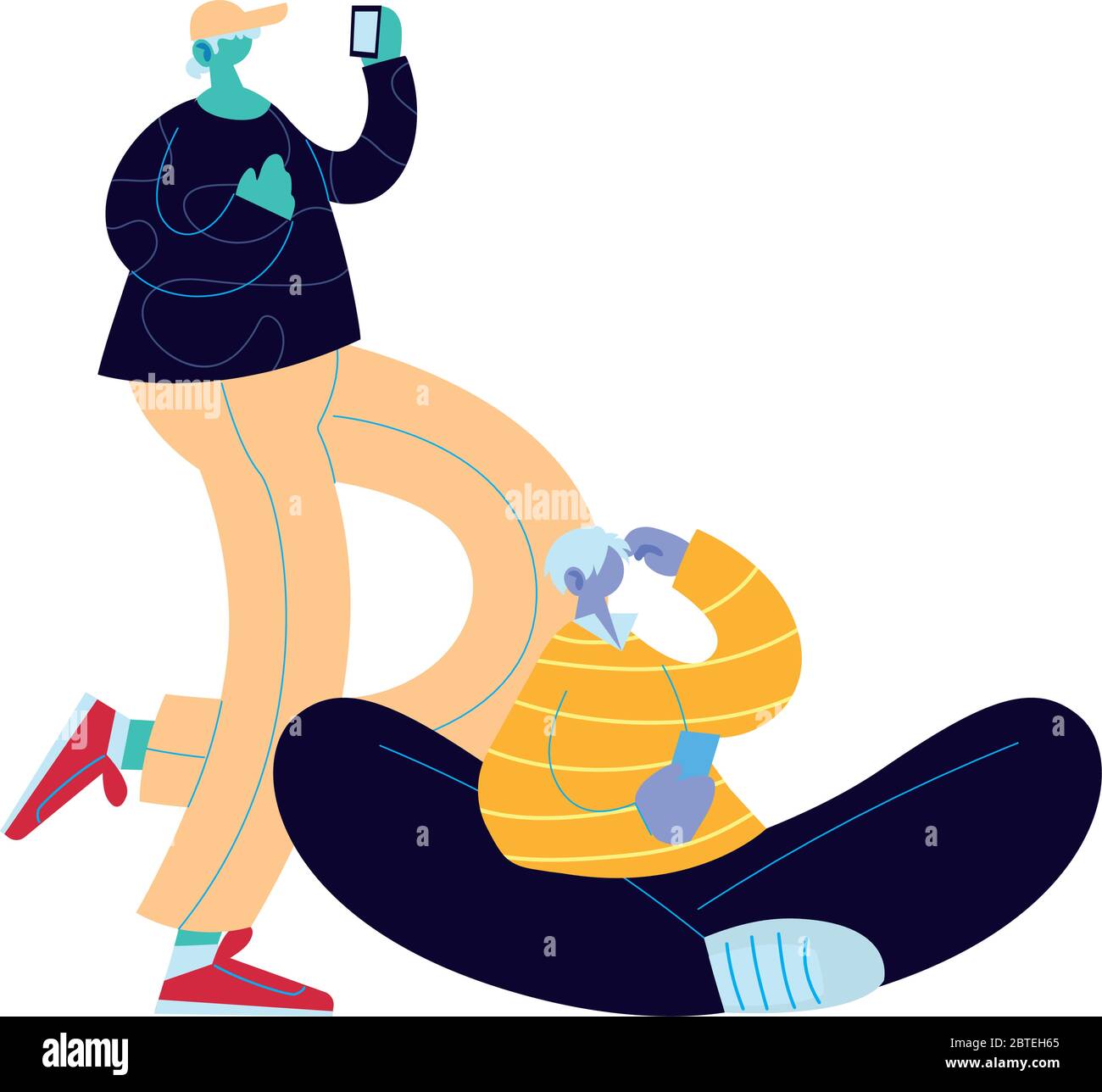 Men cartoons with smartphones chatting design, Message chat and ...