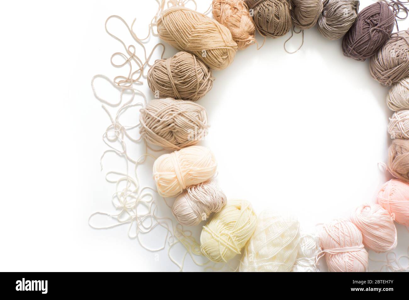 Wool and cotton yarn for knitting of neutral natural color. Background ...