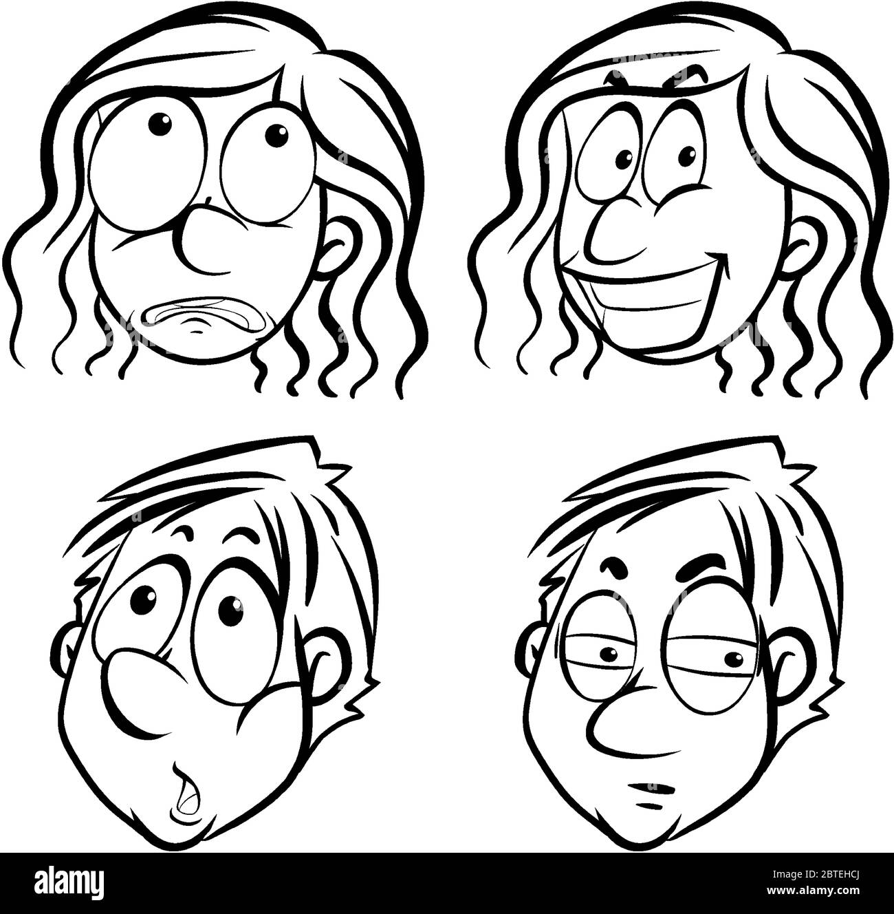 Human faces with different facial expressions illustration Stock Vector ...