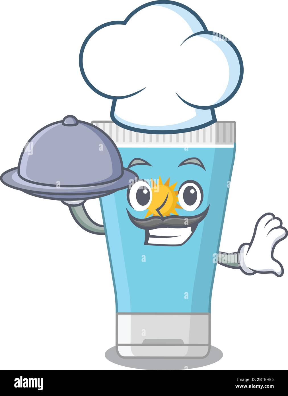 mascot design of sunblock cream chef serving food on tray. Vector ...