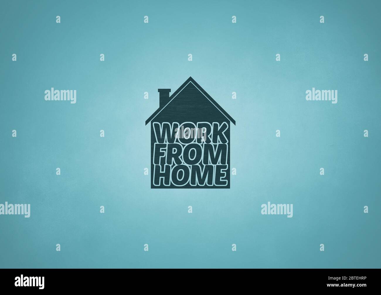 An illustration of a house containing the words work from home with ...