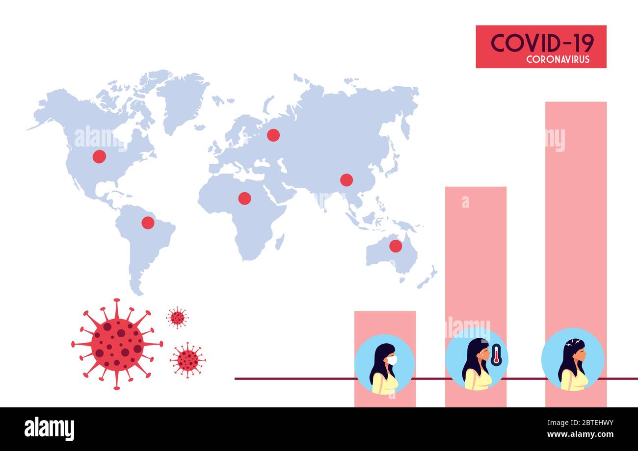 Women and world map design of Covid 19 virus theme Vector illustration ...