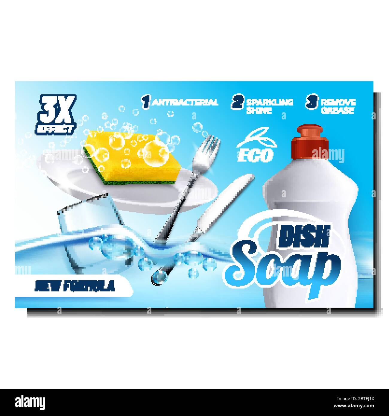 Dish Soap Washer Liquid Advertising Banner Vector Stock Vector Image ...