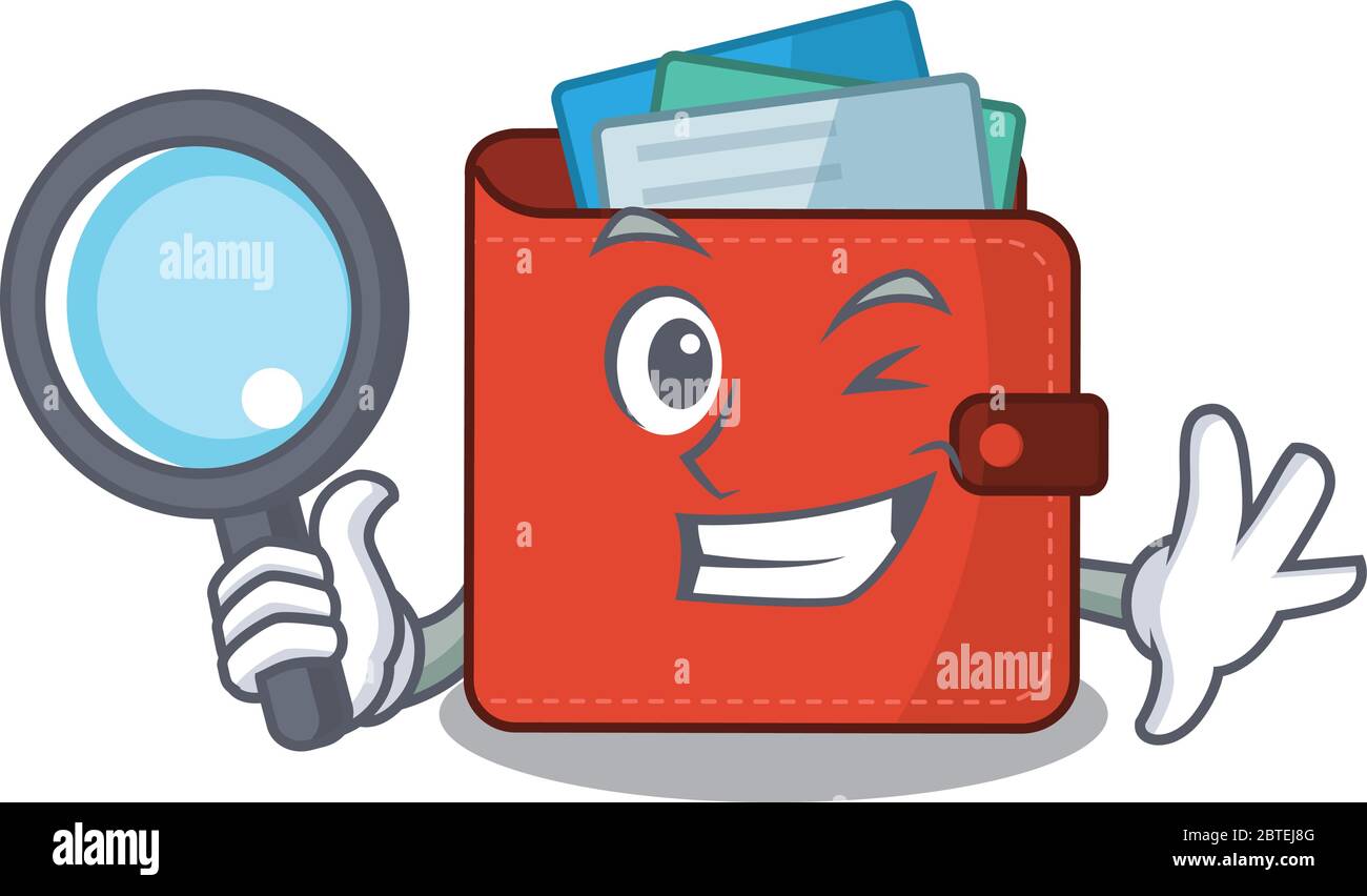 cartoon picture of card wallet Detective using tools. Vector ...