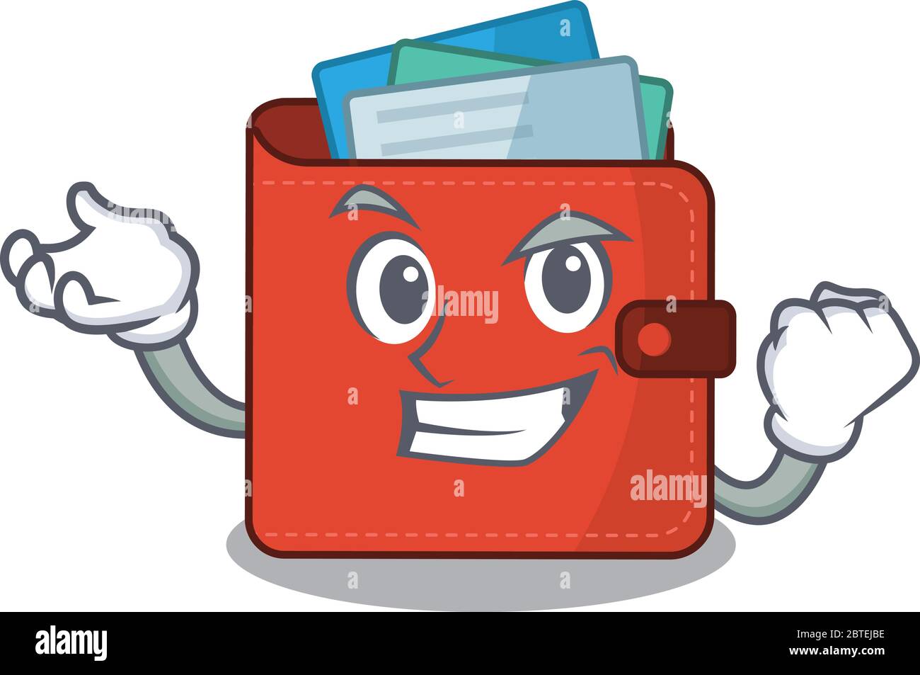 A funny cartoon design concept of card wallet with happy face. Vector ...