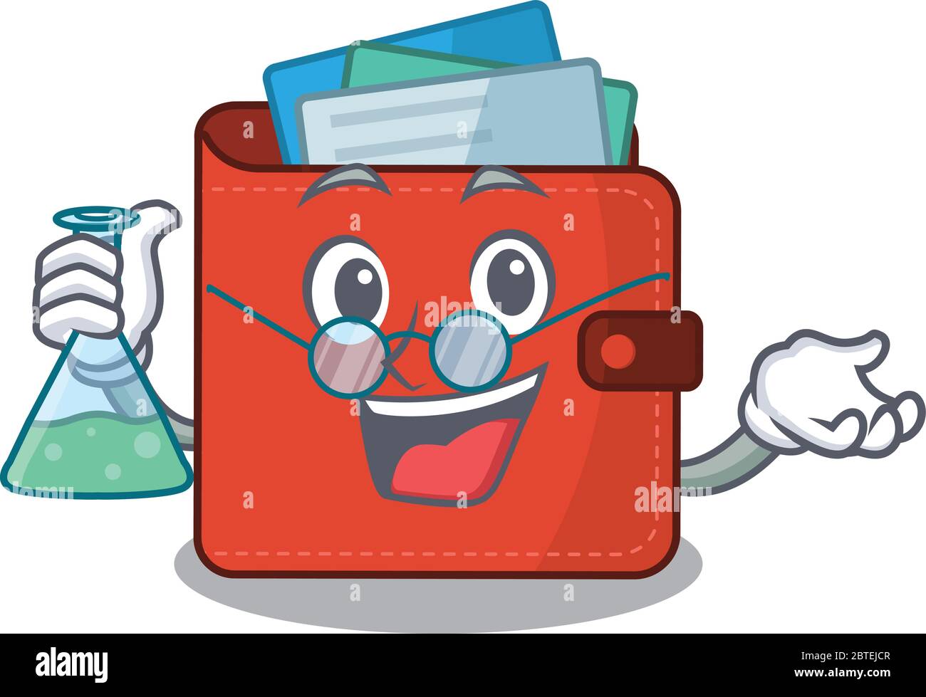 caricature character of card wallet smart Professor working on a lab ...