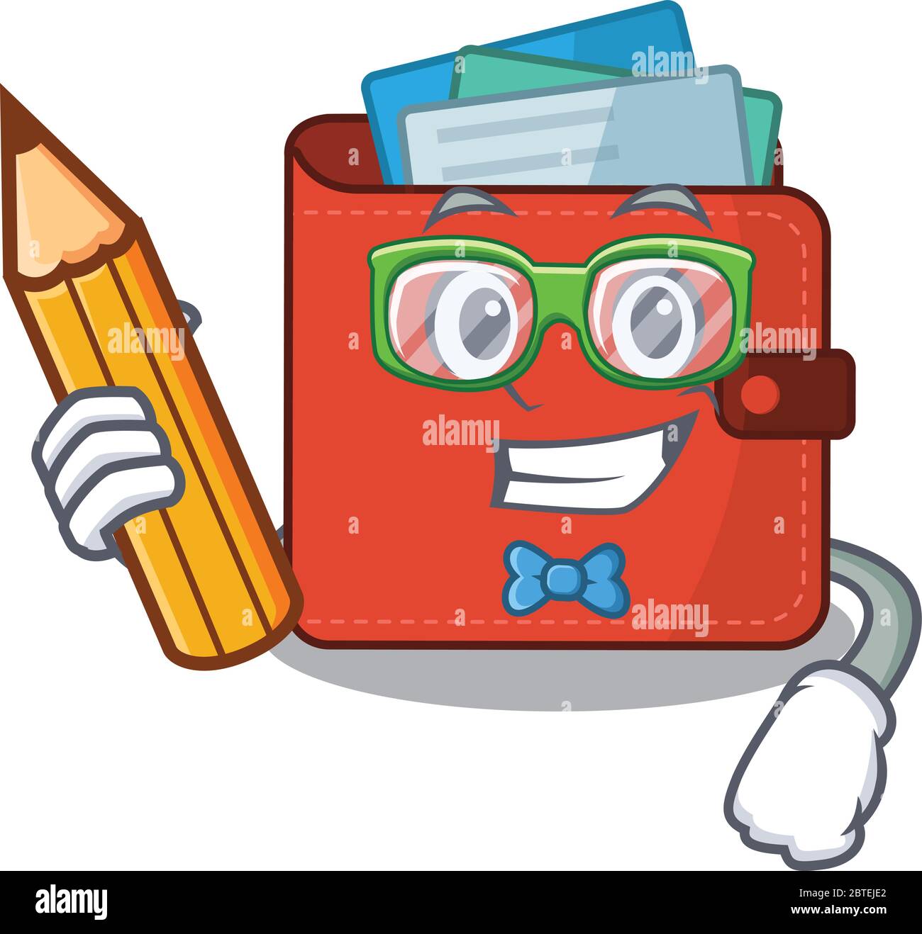 A clever student card wallet cartoon character study at home. Vector ...