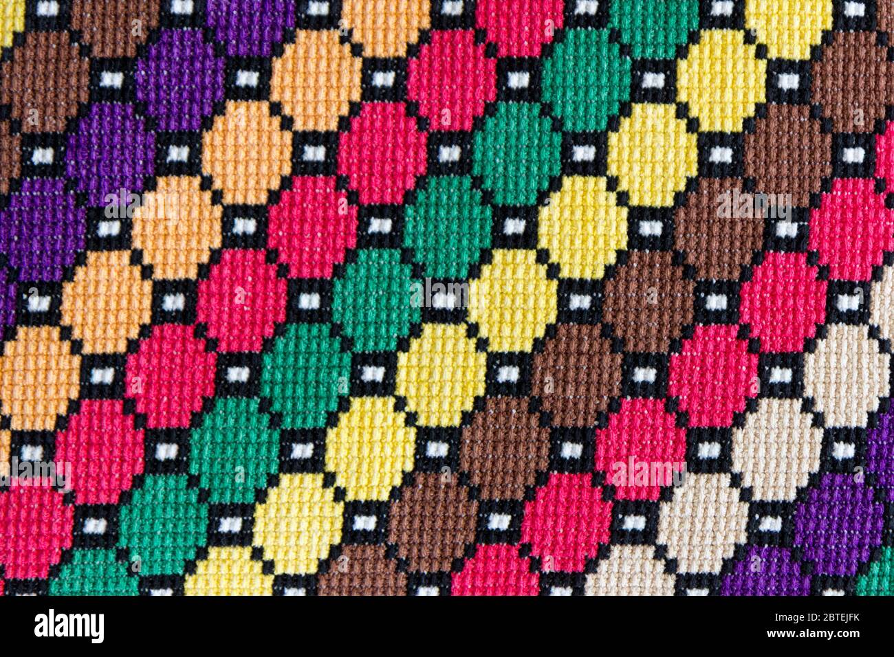 traditional patterns of Slavic embroidery (a colourful pillow case ...