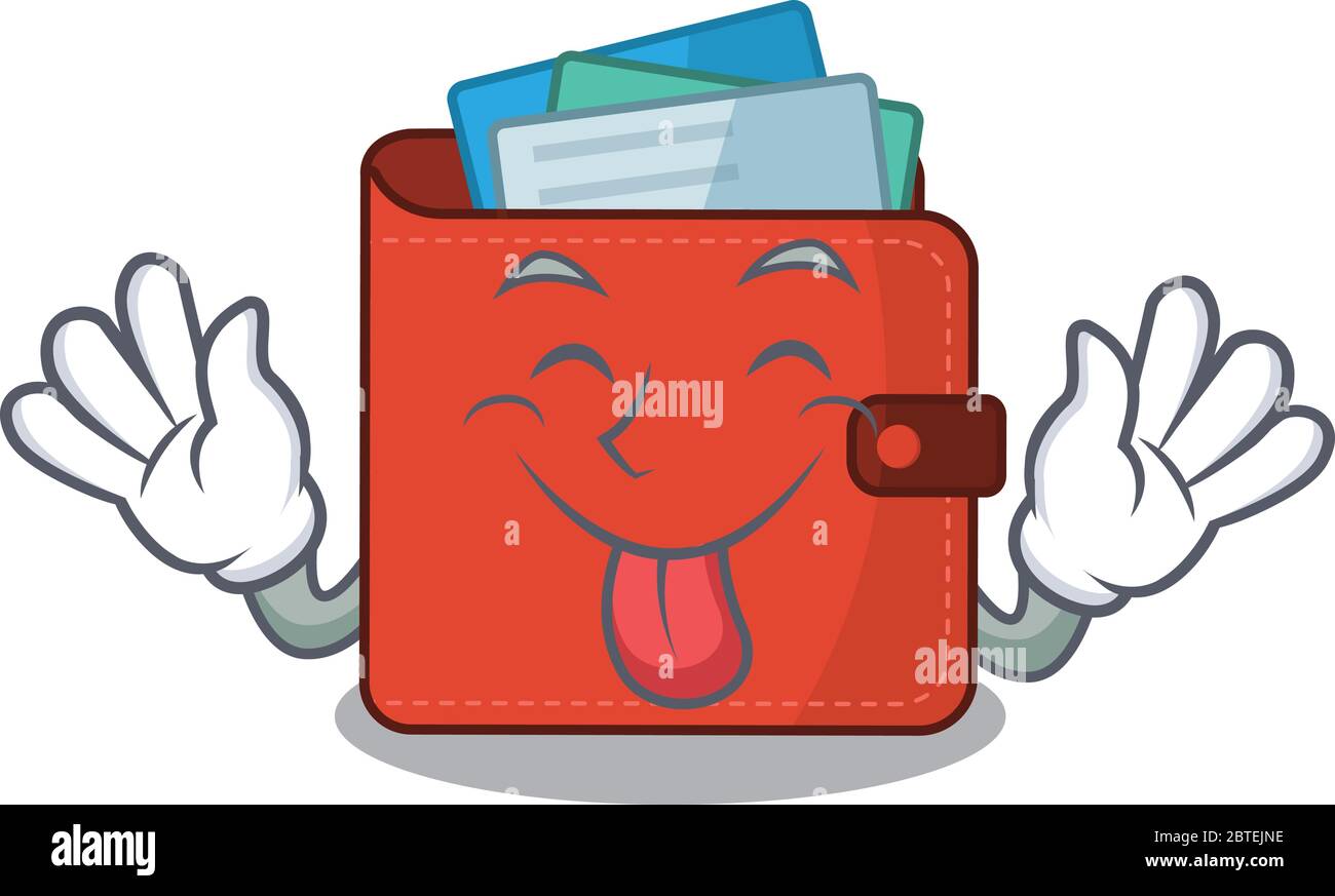 Funny card wallet cartoon design with tongue out face. Vector ...