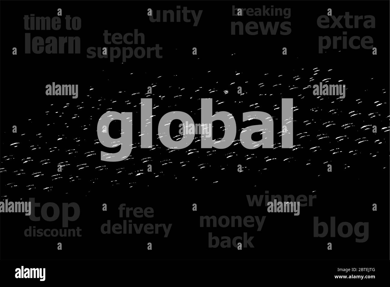 Text global. Business concept . Black and white abstract background ...