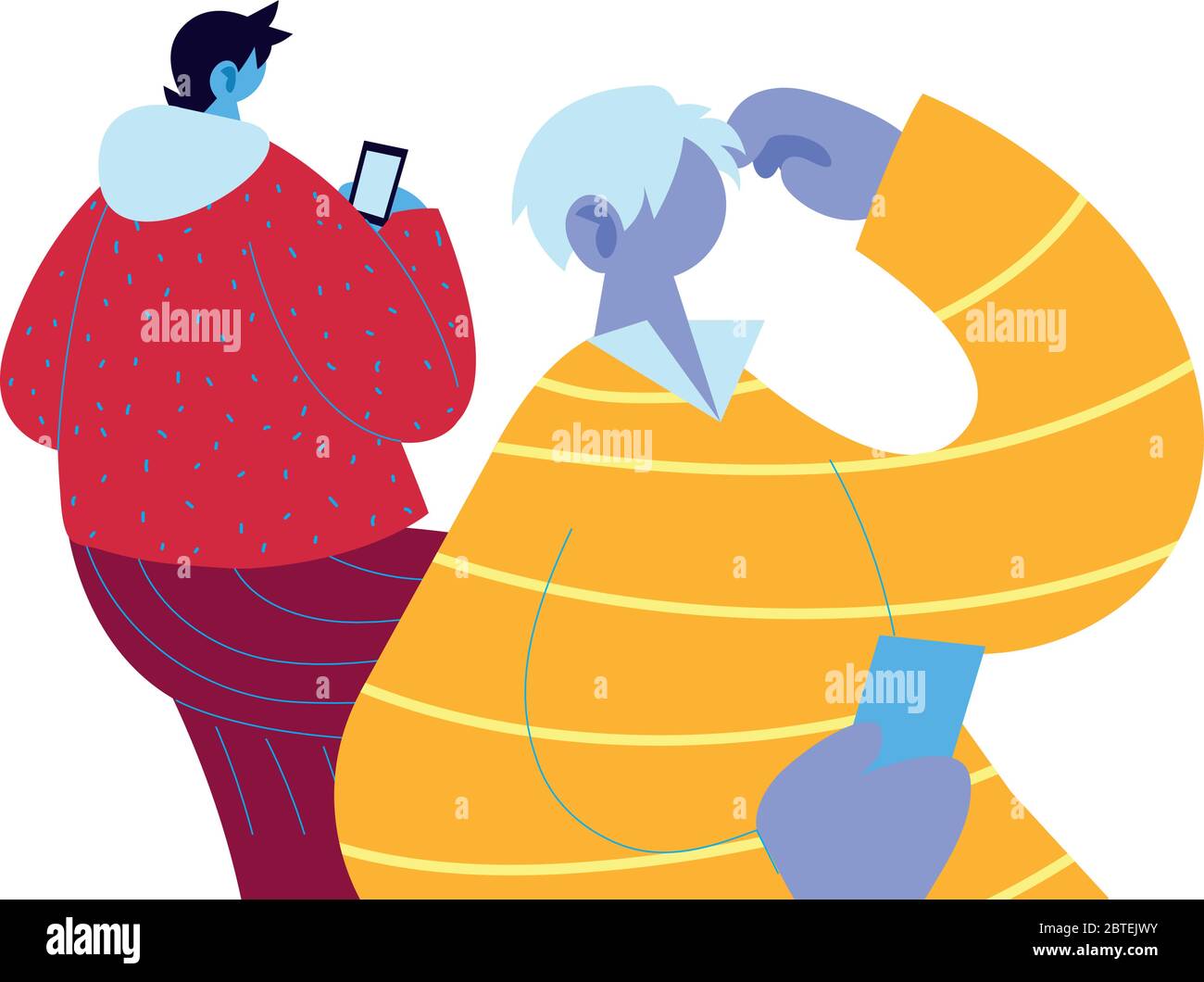 Men cartoons with smartphones chatting design, Message chat and ...