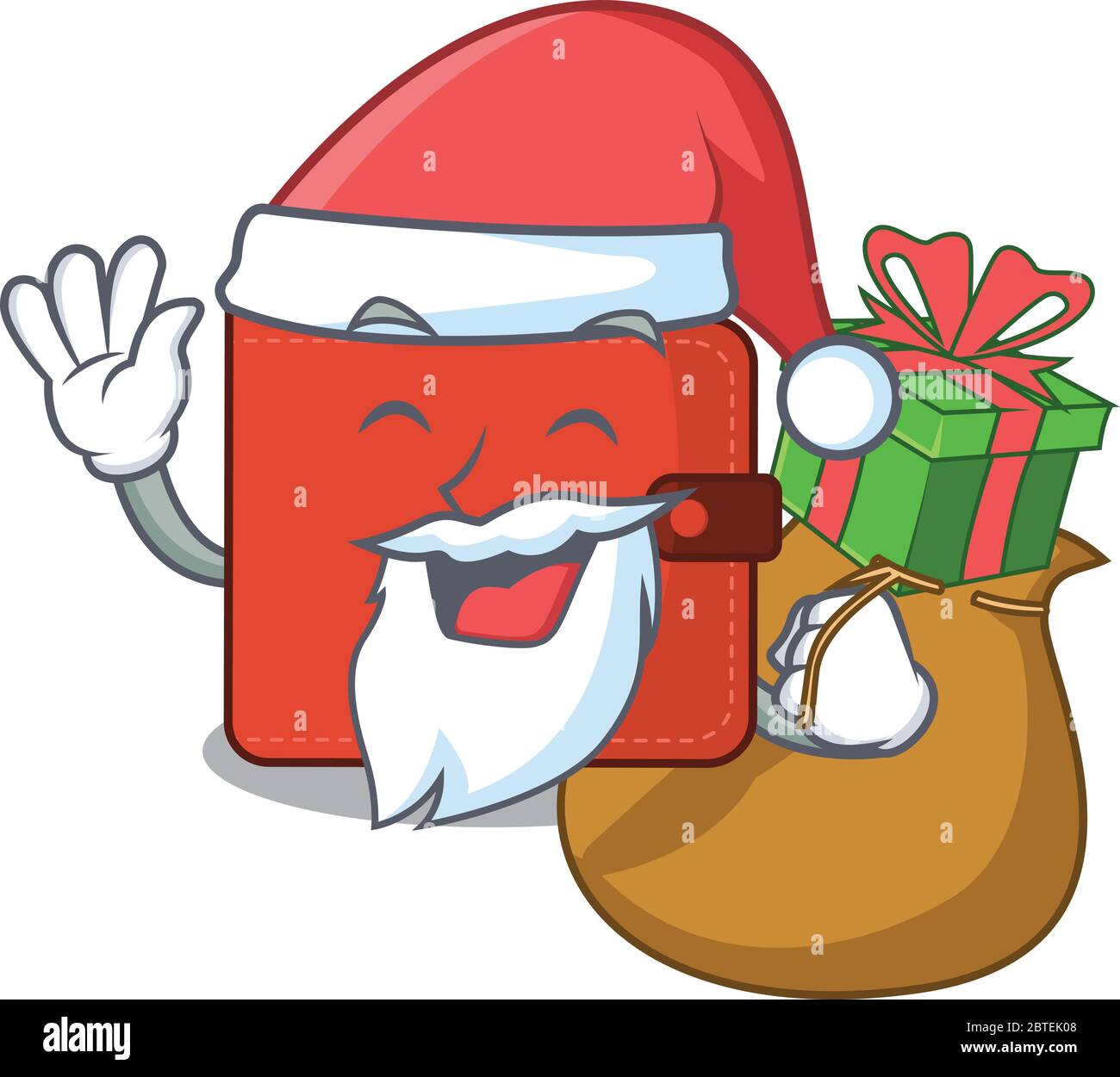 Cartoon design of card wallet Santa having Christmas gift. Vector ...