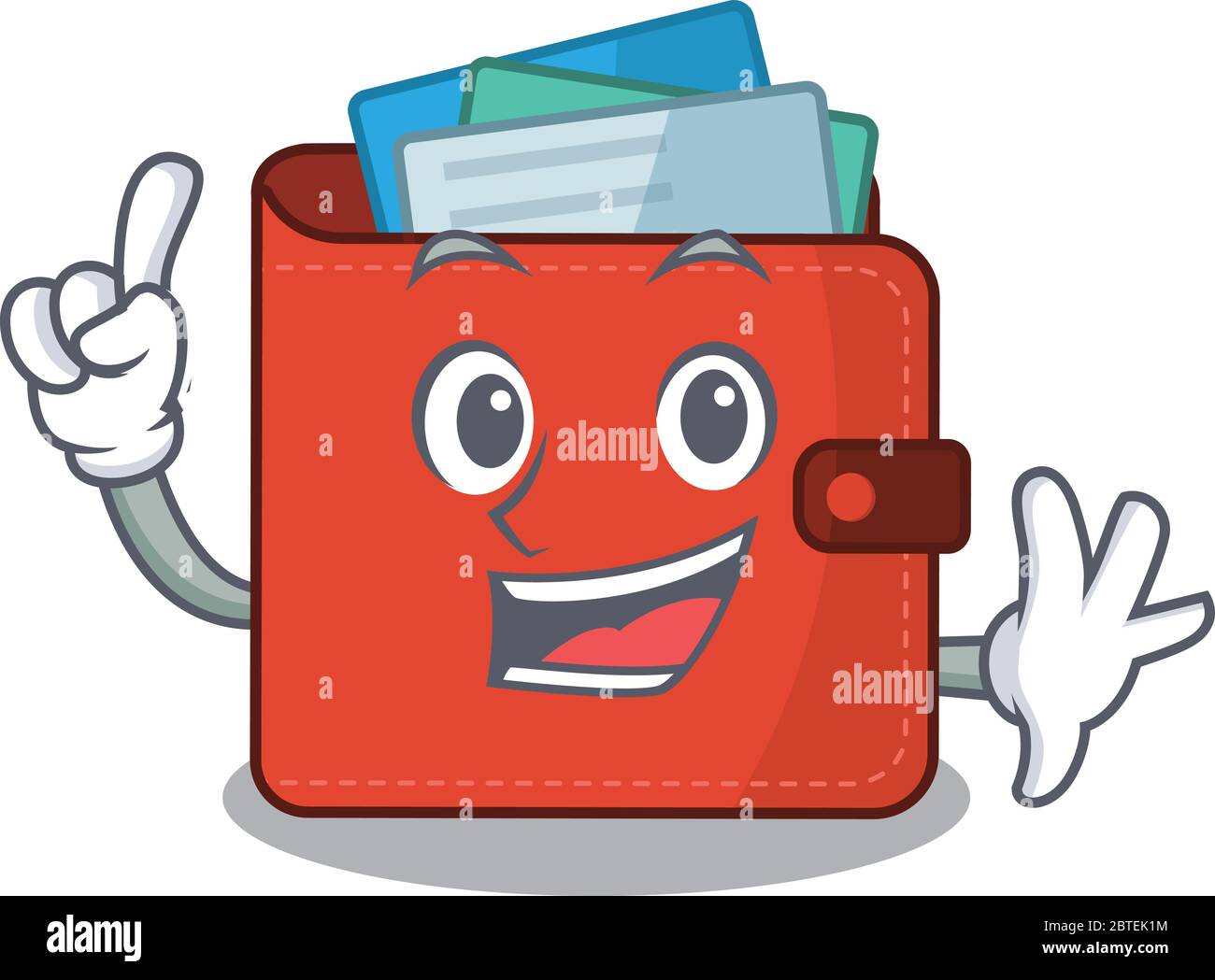 Card wallet caricature design style with one finger gesture. Vector ...
