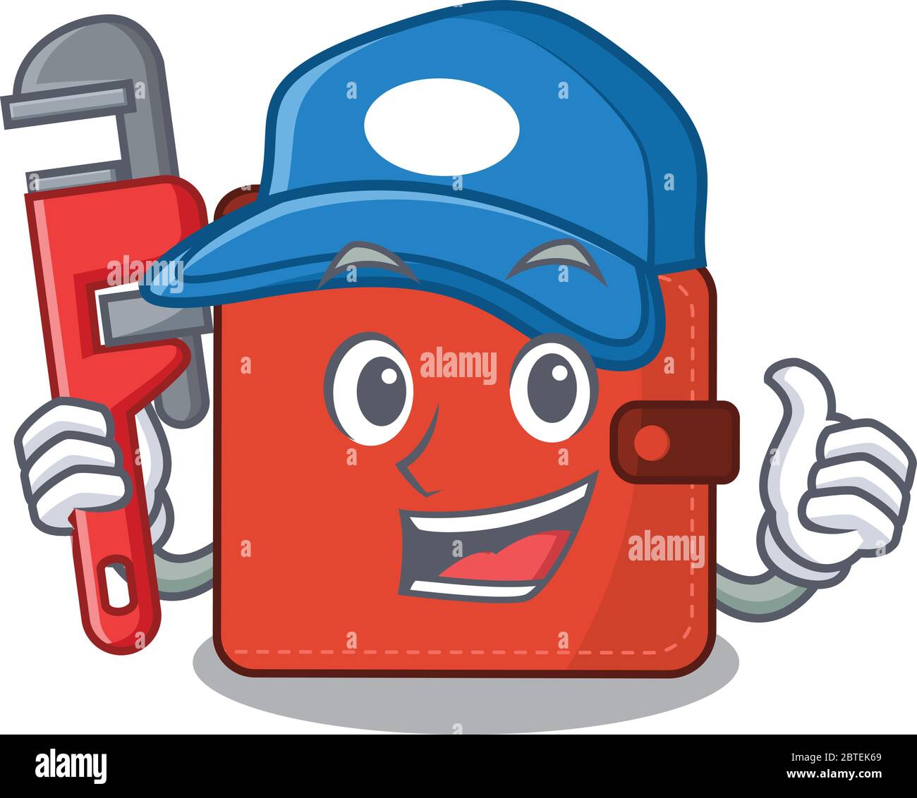cartoon character design of card wallet as a Plumber with tool. Vector ...
