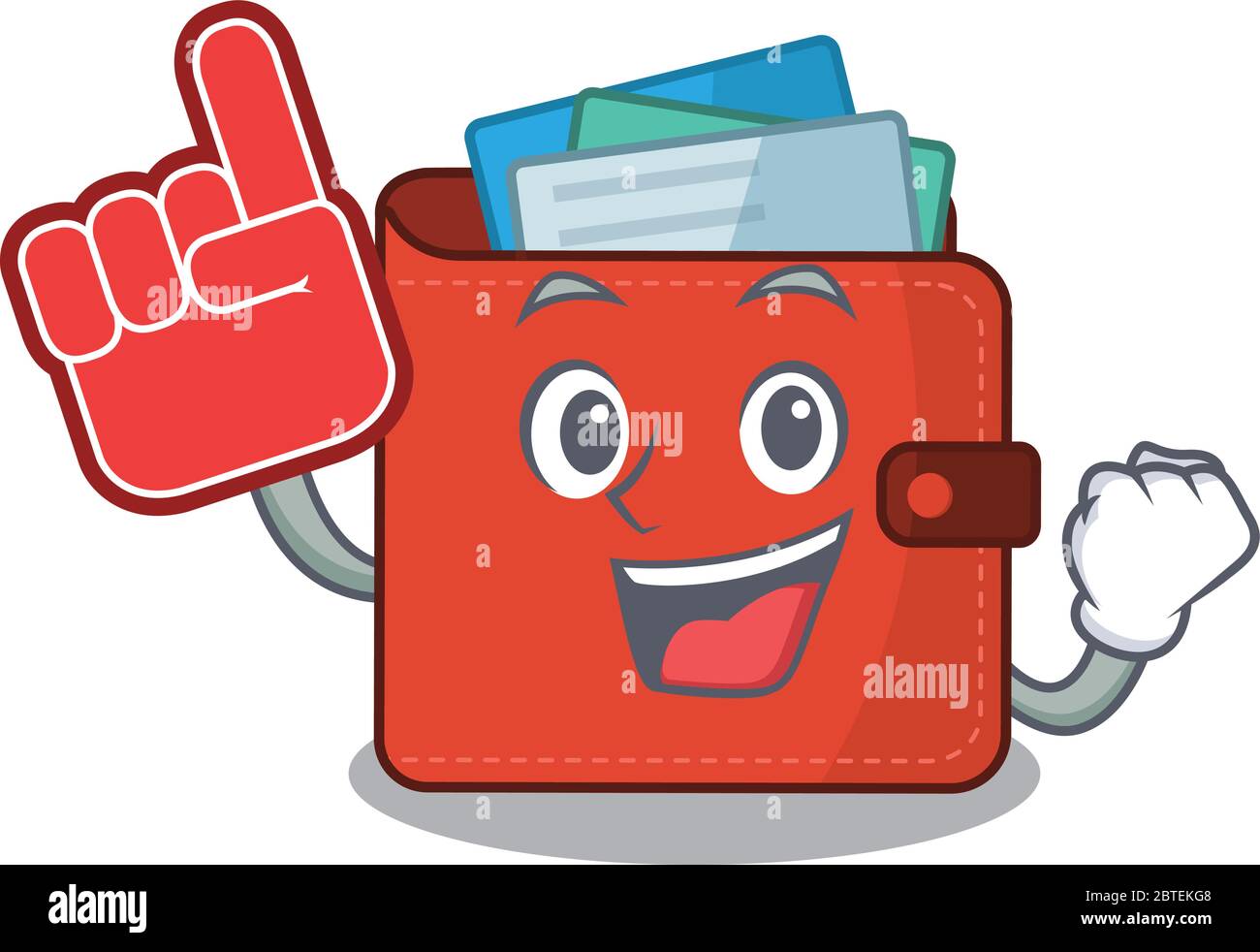 Card wallet in cartoon drawing character design with Foam finger ...
