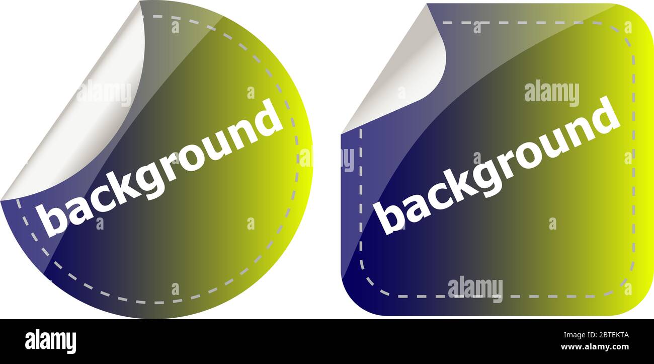 background word on stickers button set, label Stock Photo - Alamy