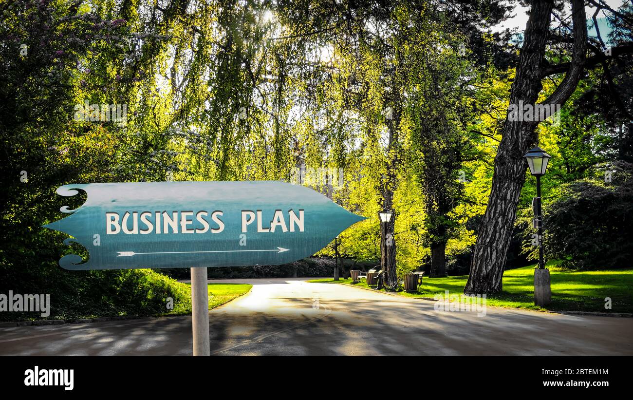 Street Sign the Direction Way to Business Plan Stock Photo - Alamy