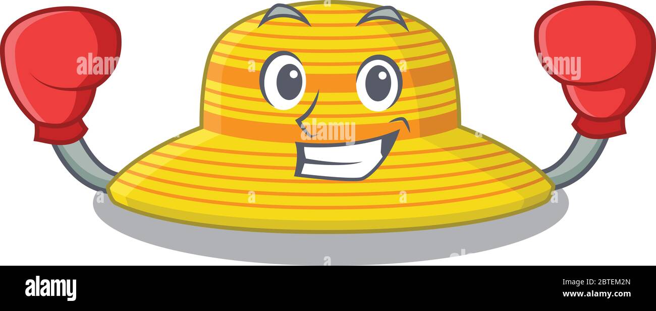 Mascot design of summer hat as a sporty boxing athlete. Vector ...