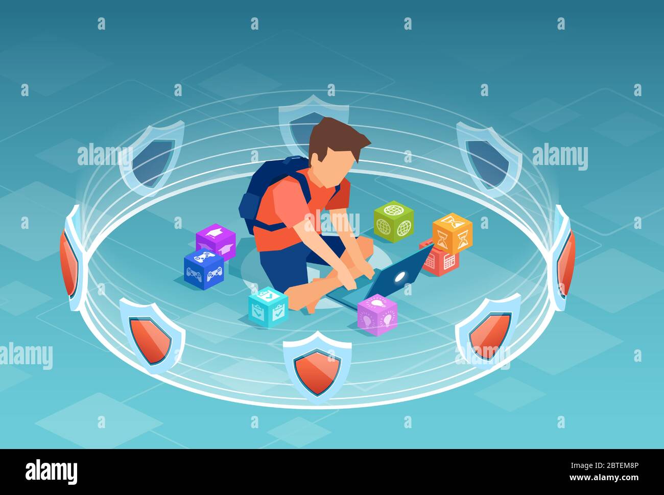 Person using computer safe Stock Vector Images - Alamy