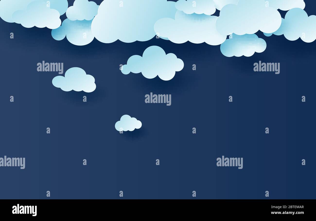 3D illustration of light blue sky white clouds pattern vector.Creative ...