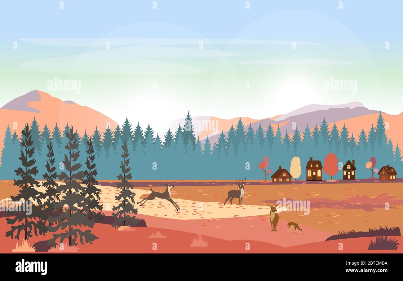 Vector abstract background of a forest mountains wilderness landscape ...