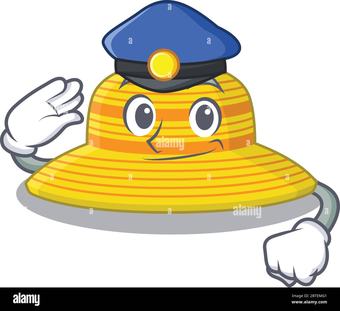Police officer cartoon drawing of summer hat wearing a blue hat. Vector ...