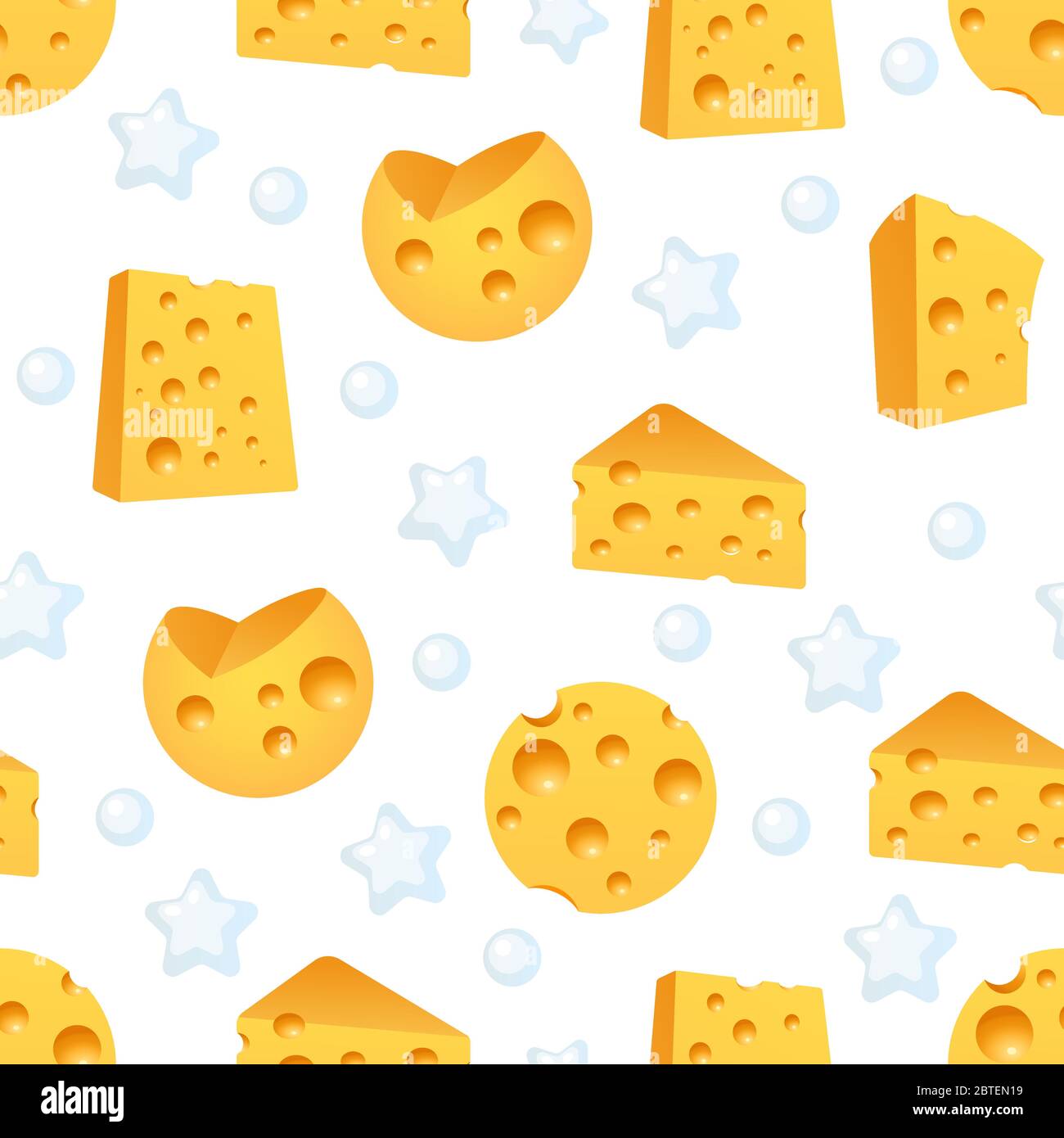 Cheese Seamless Pattern With Piece Of Dairy Farm Products Vector