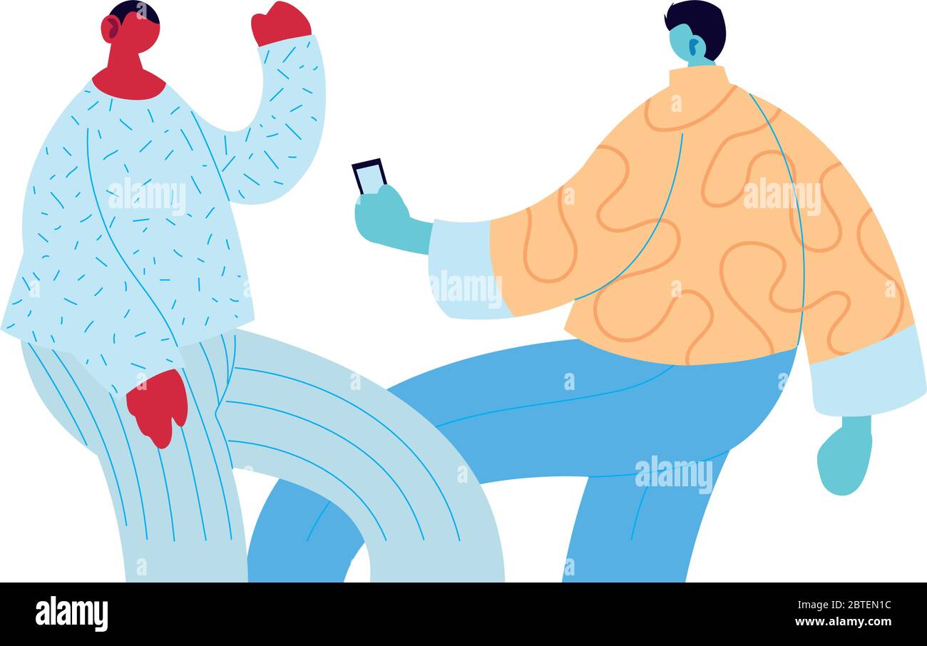 Men cartoons with smartphone chatting design, Message chat and ...