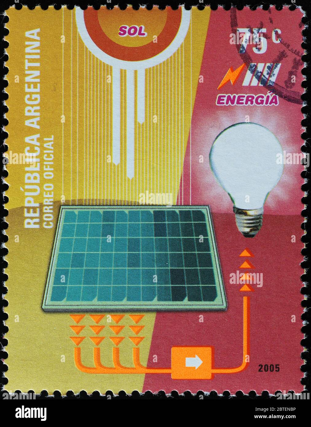 Argentine stamp celebrating solar power Stock Photo - Alamy