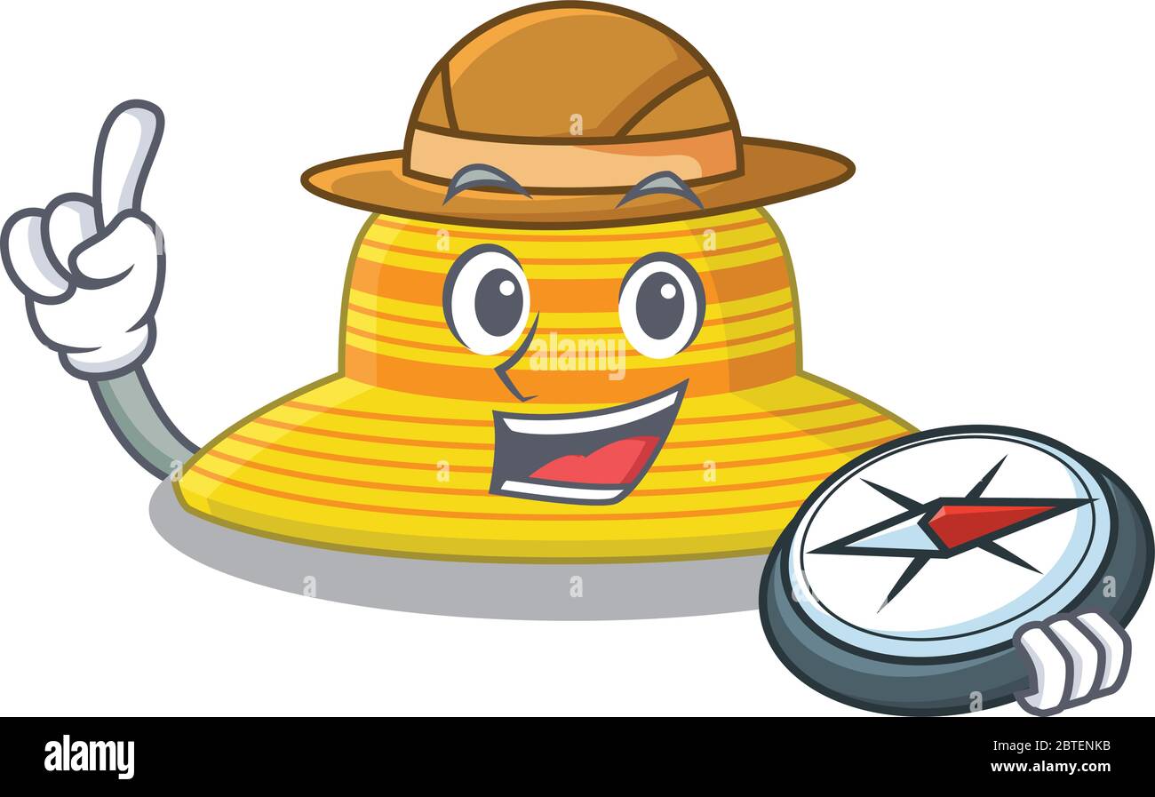 mascot design concept of summer hat explorer using a compass in the ...