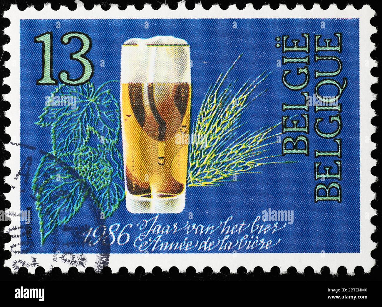 Celebration of belgian beer on postage stamp Stock Photo - Alamy