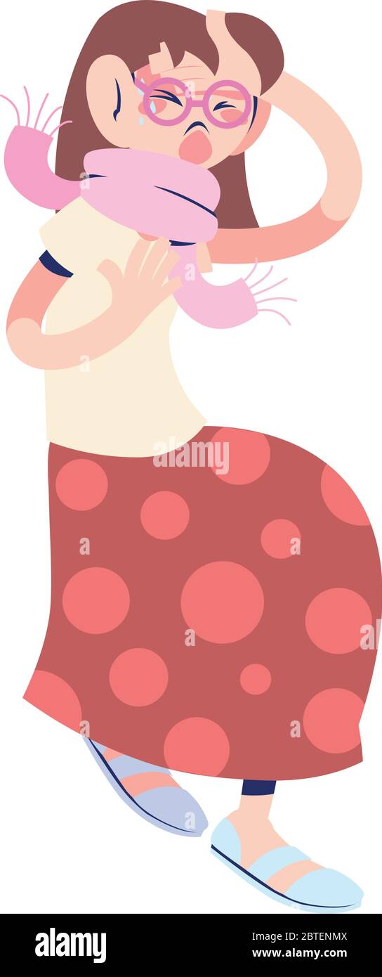 young woman with virus symptoms vector illustration design Stock Vector ...