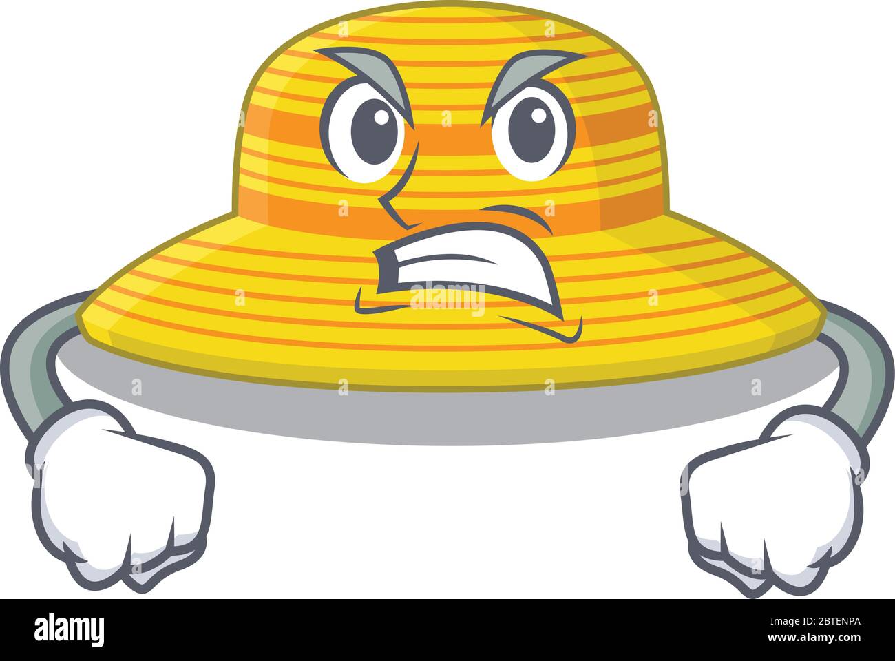 A cartoon picture of summer hat showing an angry face. Vector ...