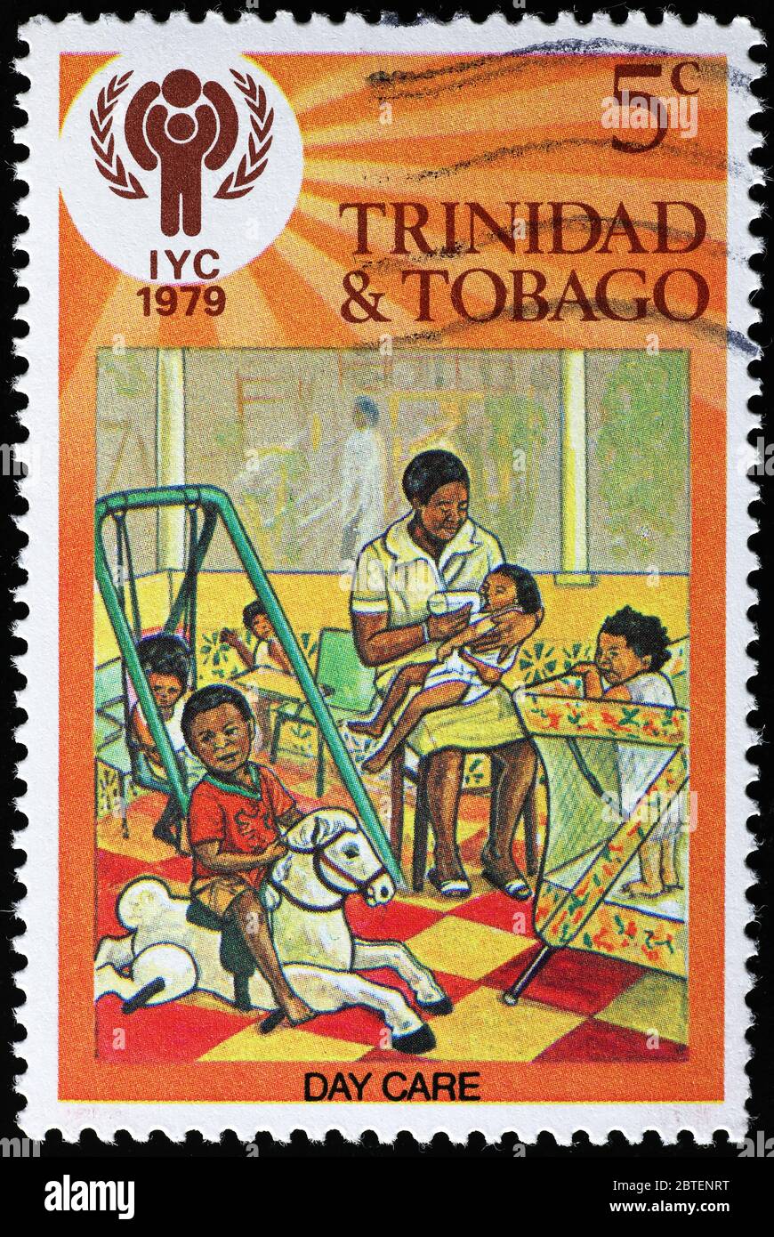 Day care for children on postage stamp Stock Photo - Alamy