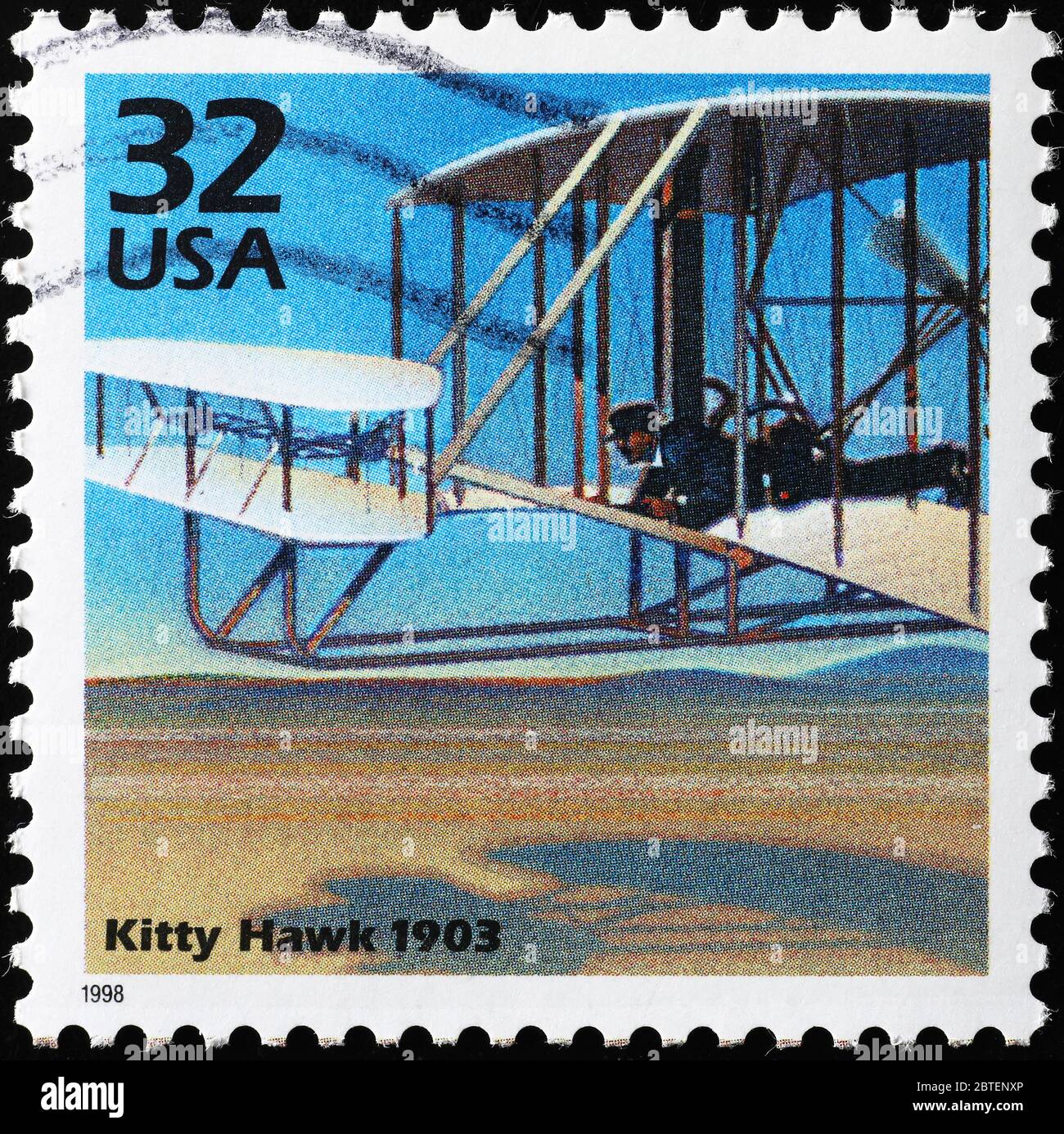First flight at Kitty Hawk on postage stamp Stock Photo - Alamy