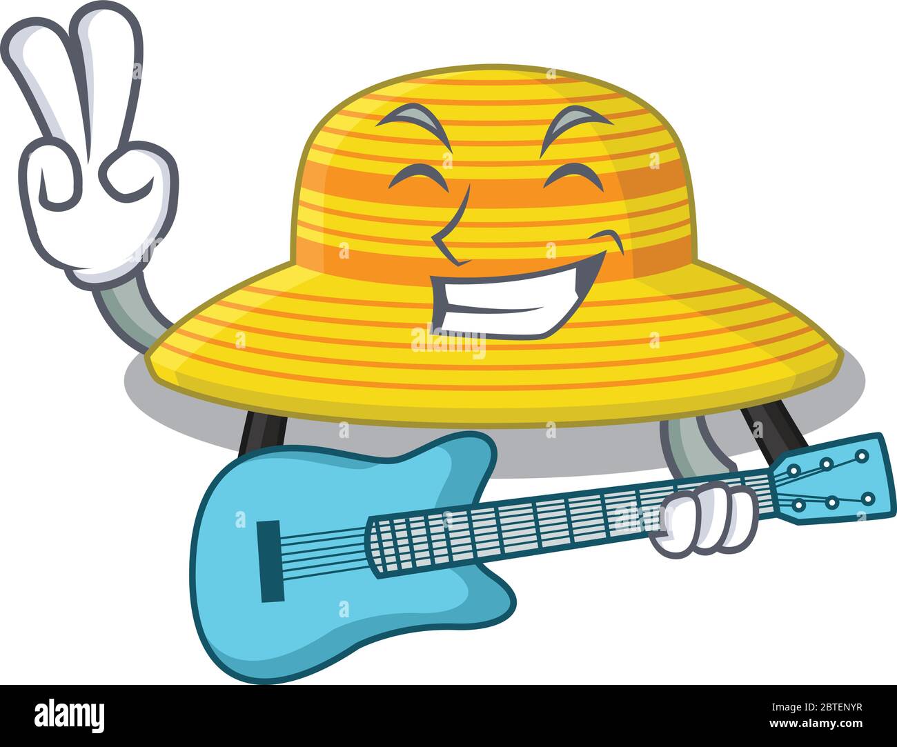 brilliant musician of summer hat cartoon design playing music with a ...