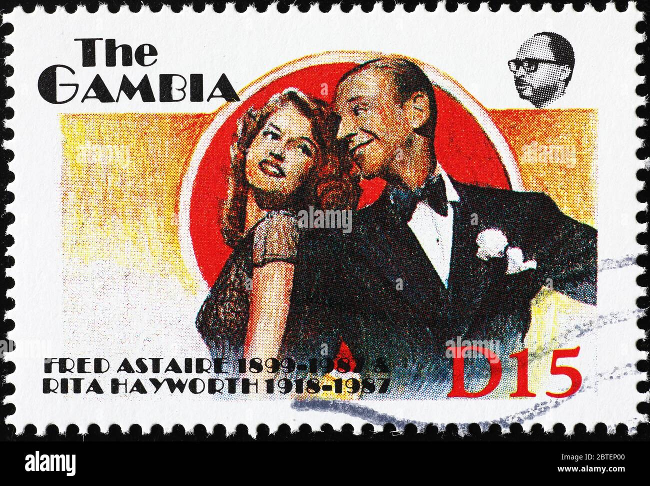 Fred Astaire and Rita Hayworth on postage stamp of Gambia Stock Photo ...