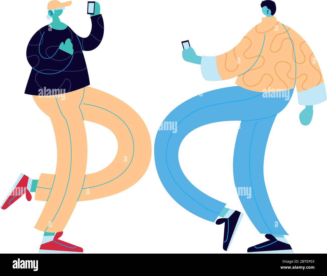 Men cartoons with smartphones chatting design, Message chat and ...